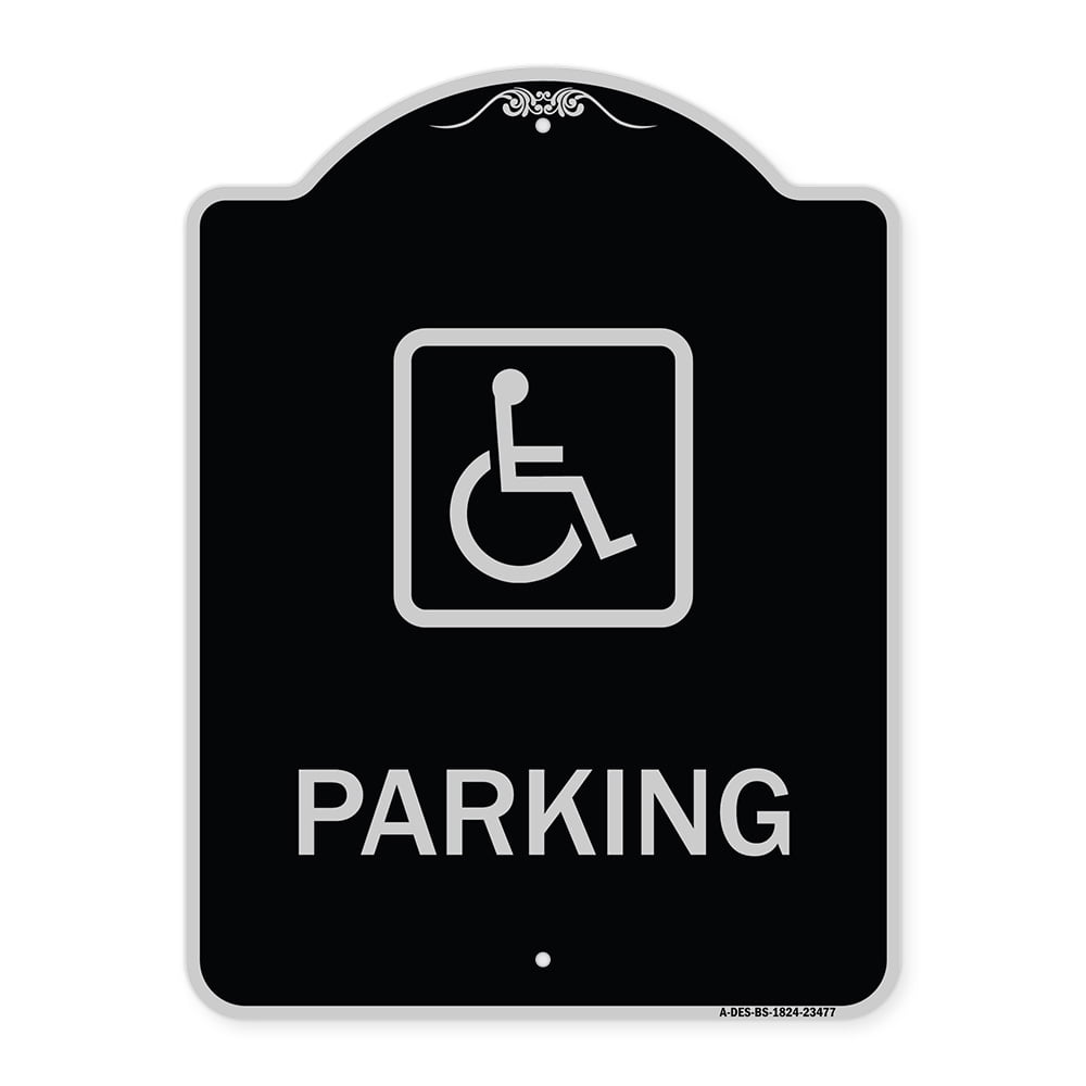 SignMission Designer Series Sign - Parking (Handicapped Symbol) | Black ...