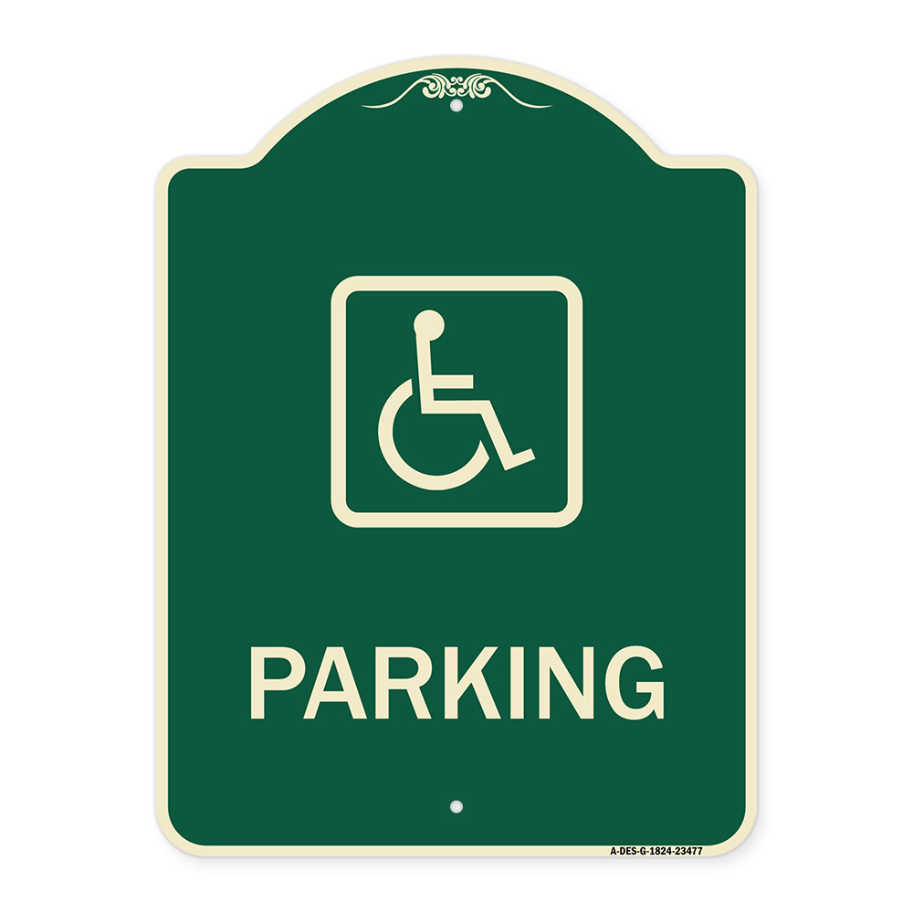 SignMission Designer Series Sign - Parking (Handicapped Symbol) | Green ...