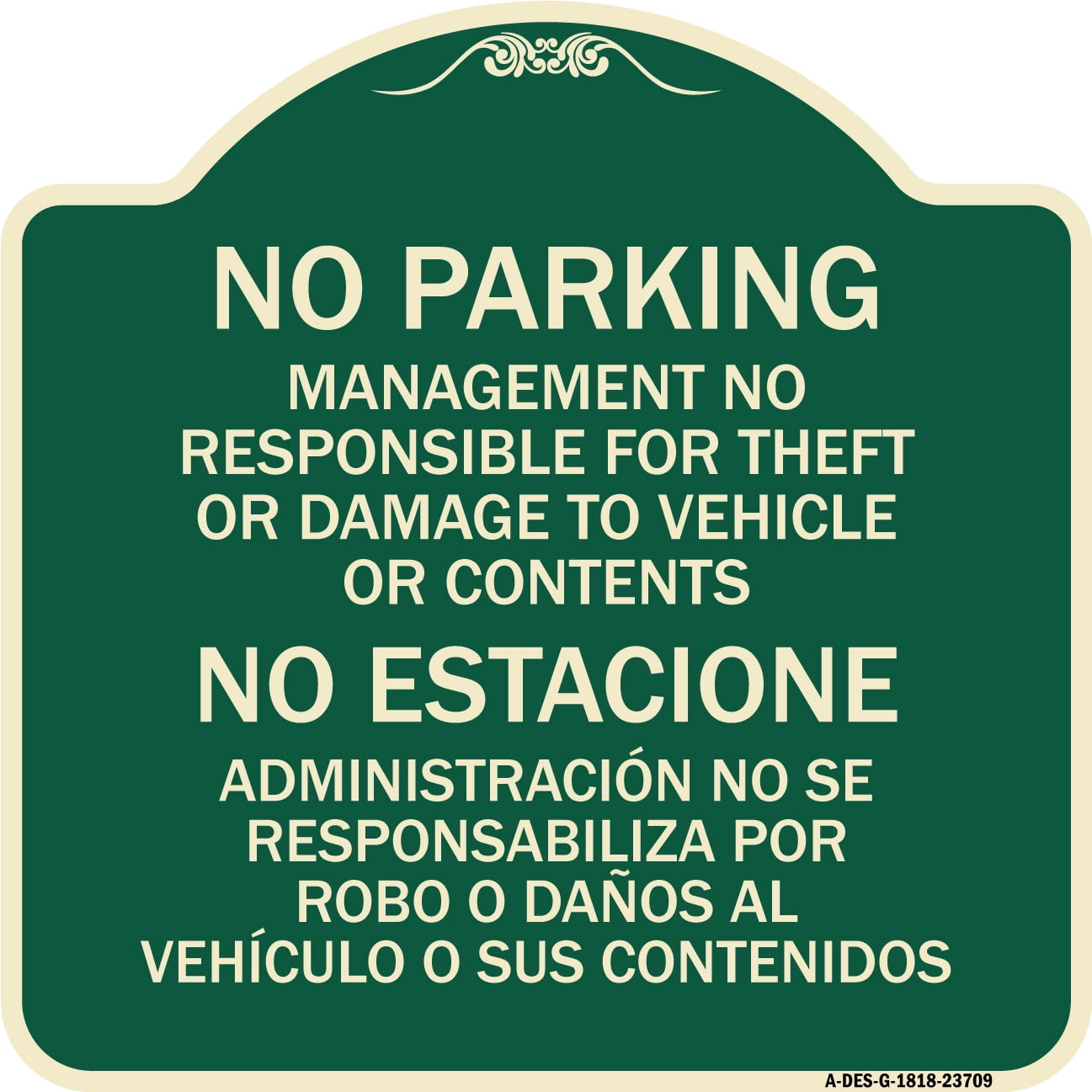 SignMission Designer Series Sign - No Parking Management Not ...
