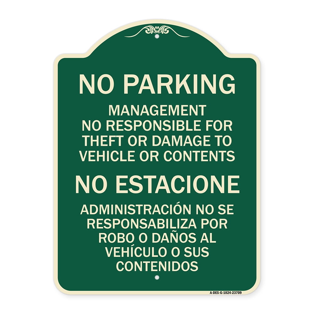 SignMission Designer Series Sign - No Parking Management Not ...