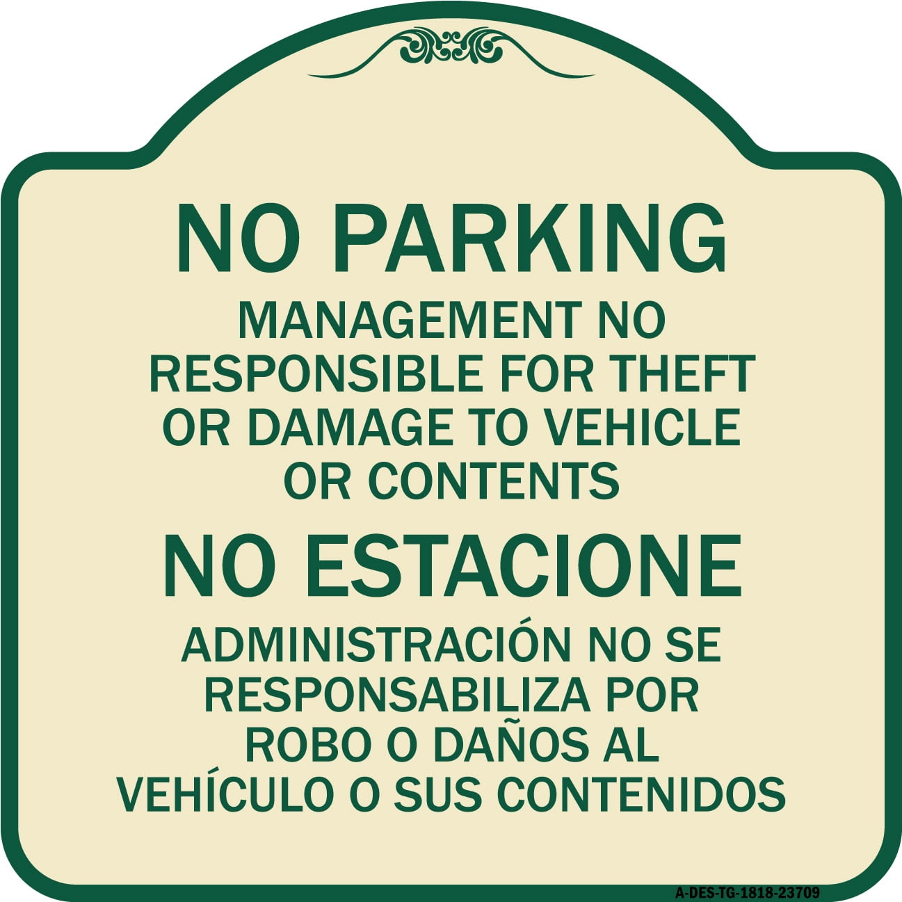 SignMission Designer Series Sign - No Parking Management Not ...