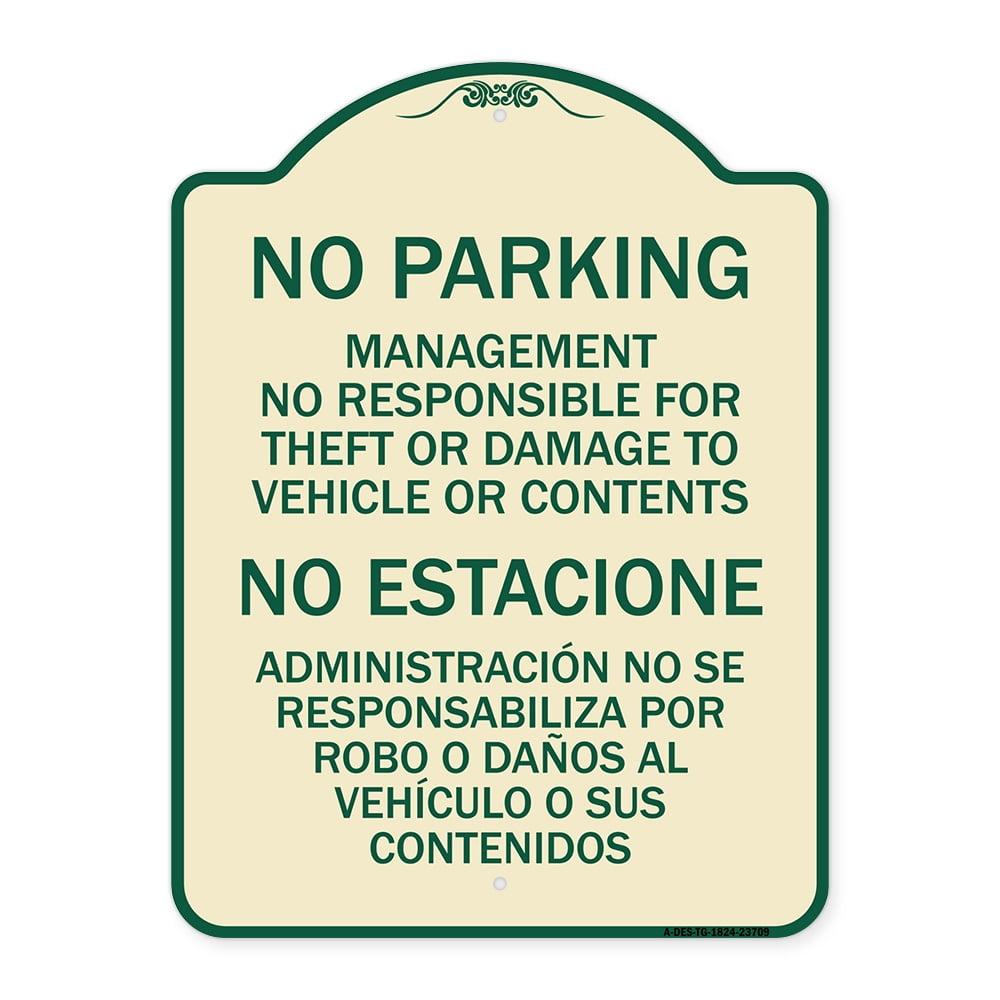 SignMission Designer Series Sign - No Parking Management Not ...