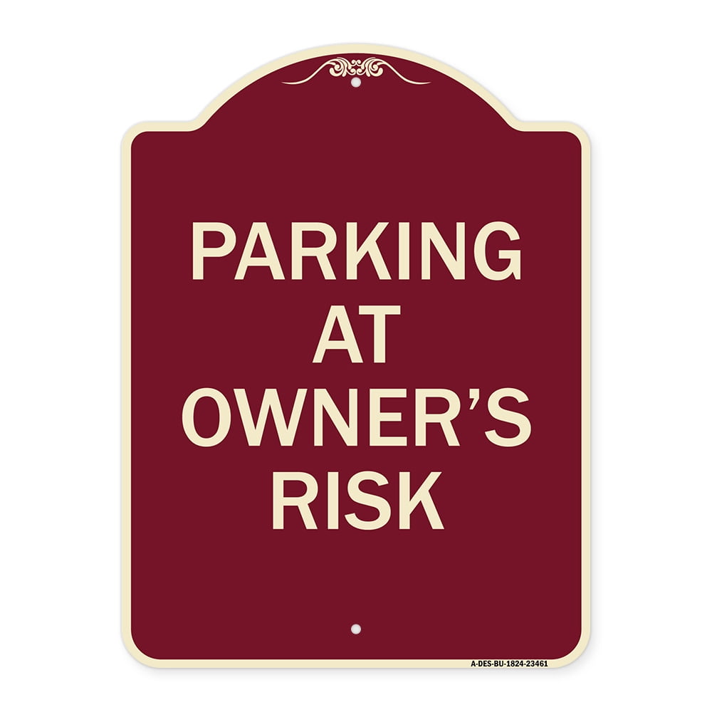 SignMission Designer Series Sign - Parking at Owner's Risk | Burgundy ...
