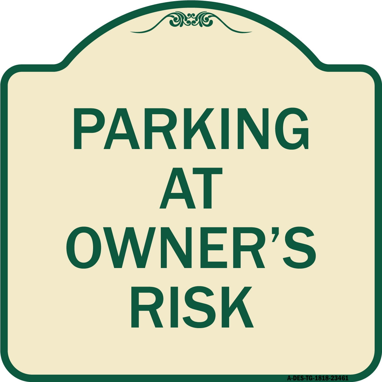 SignMission Designer Series Sign - Parking at Owner's Risk | Tan ...