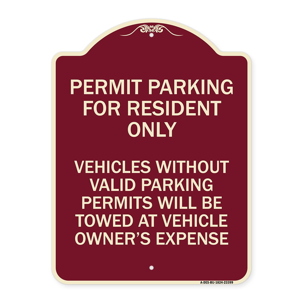 SignMission Designer Series Sign - Parking Permit Sign Permit Parking ...