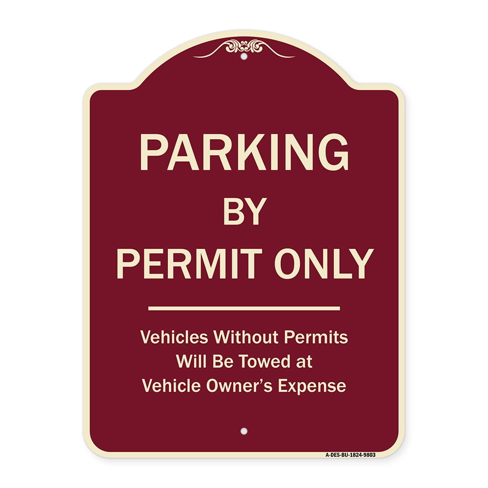 SignMission Designer Series Sign - Parking By Permit Only Vehicles ...