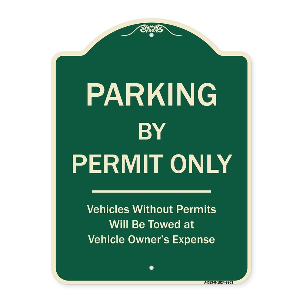 SignMission Designer Series Sign - Parking By Permit Only Vehicles ...