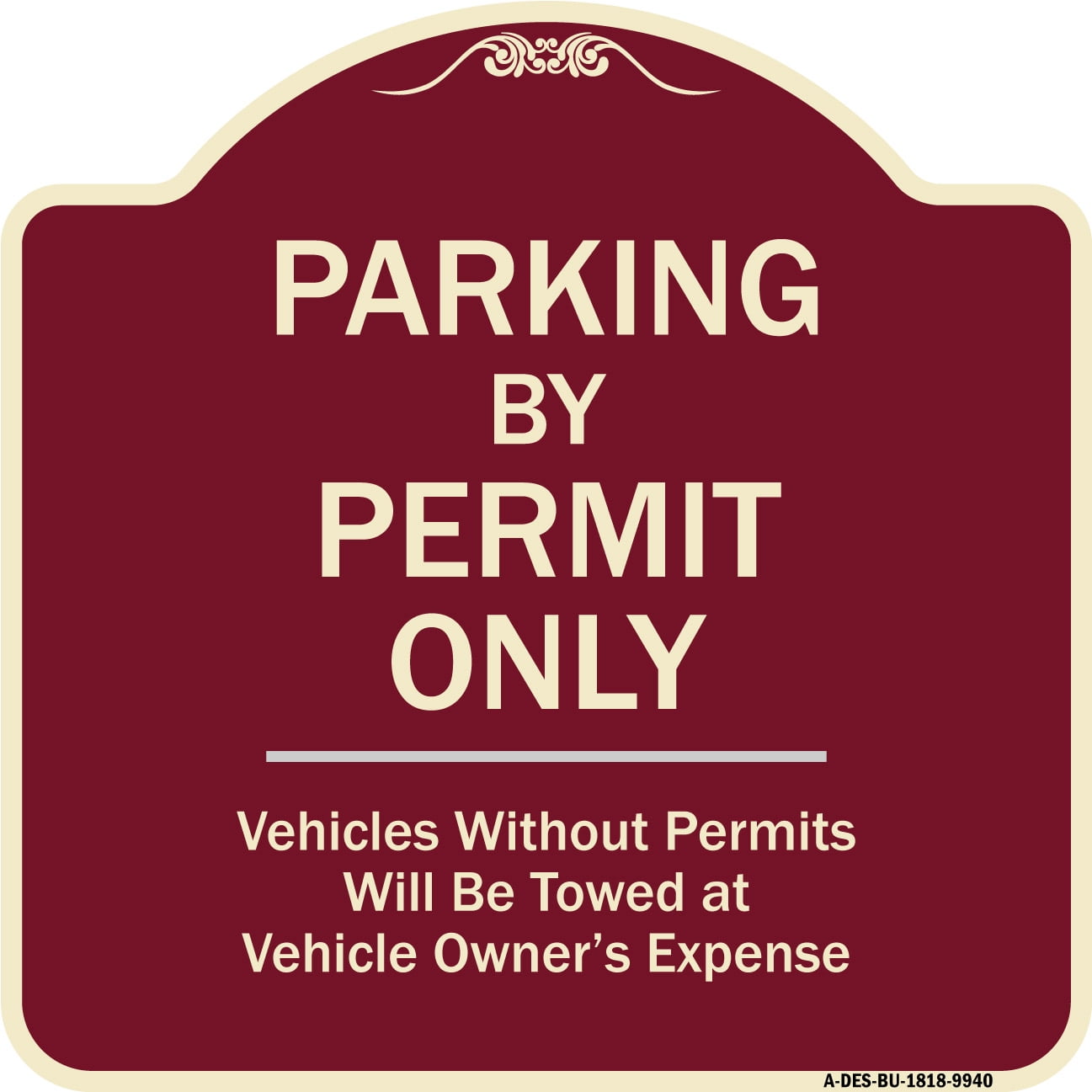 SignMission Designer Series Sign - Parking By Permit Only Vehicles ...
