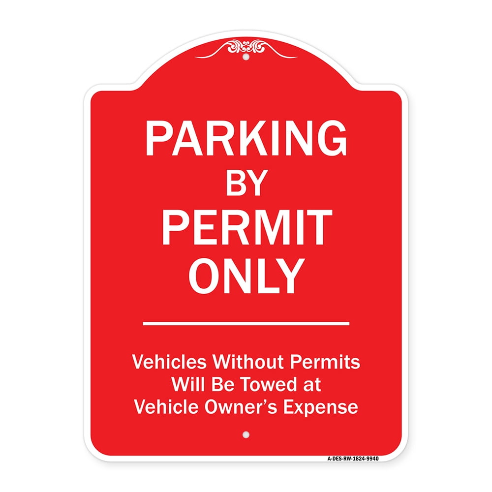 SignMission Designer Series Sign - Parking By Permit Only Vehicles ...
