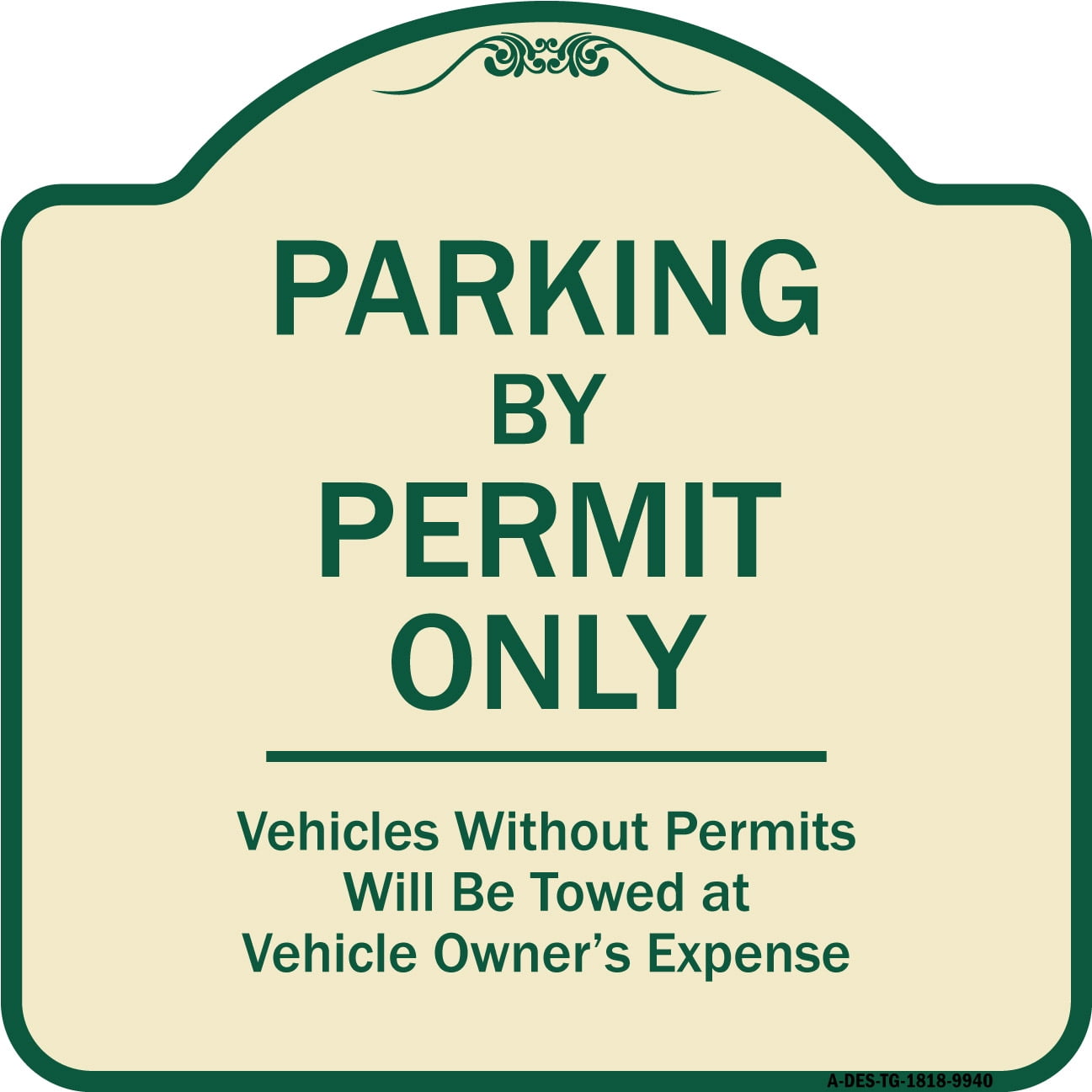 SignMission Designer Series Sign - Parking By Permit Only Vehicles ...