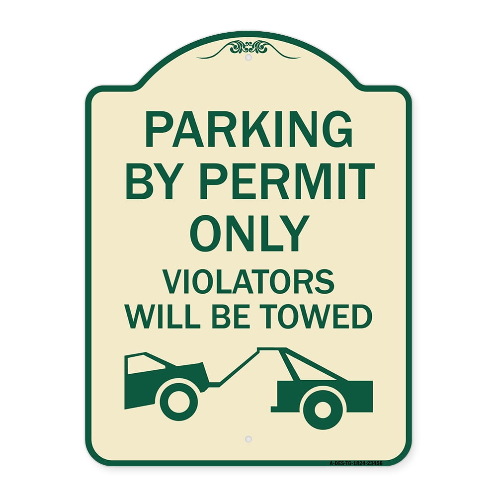SignMission Designer Series Sign - Parking by Permit Only Violators ...