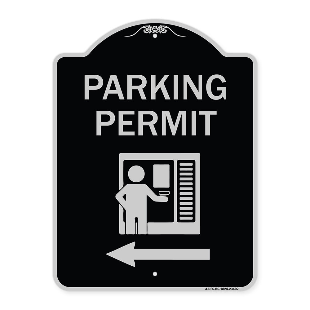 SignMission Designer Series Sign - Parking Permit (With Left Arrow ...