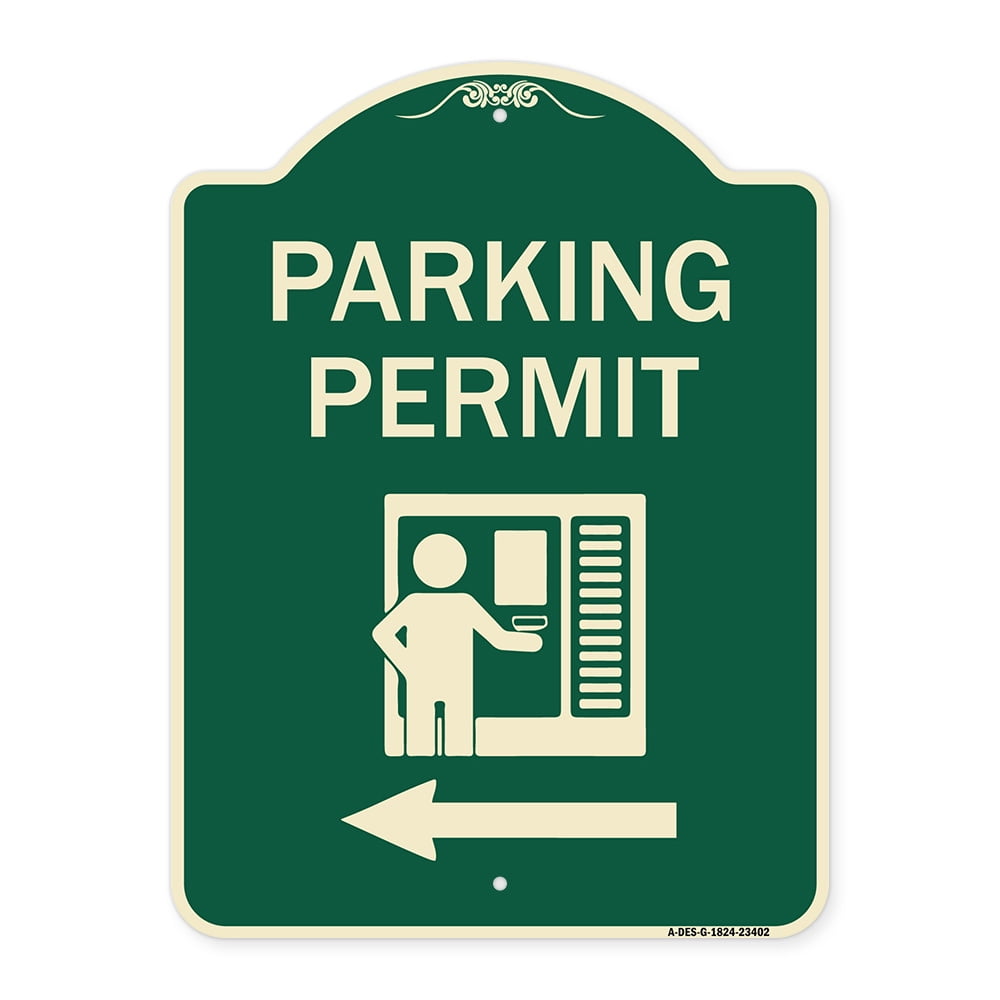 SignMission Designer Series Sign - Parking Permit (With Left Arrow ...