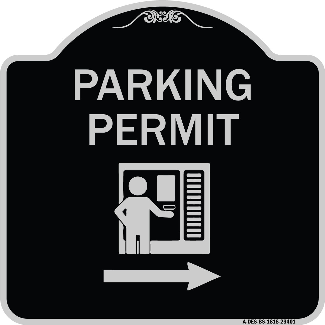 SignMission Designer Series Sign - Parking Permit (With Right Arrow ...