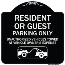 (2 Pack) Parking Restriction Sign Resident or Guest Parking Only ...