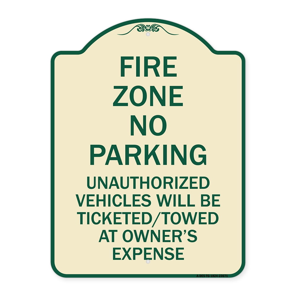 SignMission Designer Series Sign - No Parking Sign Fire Zone ...