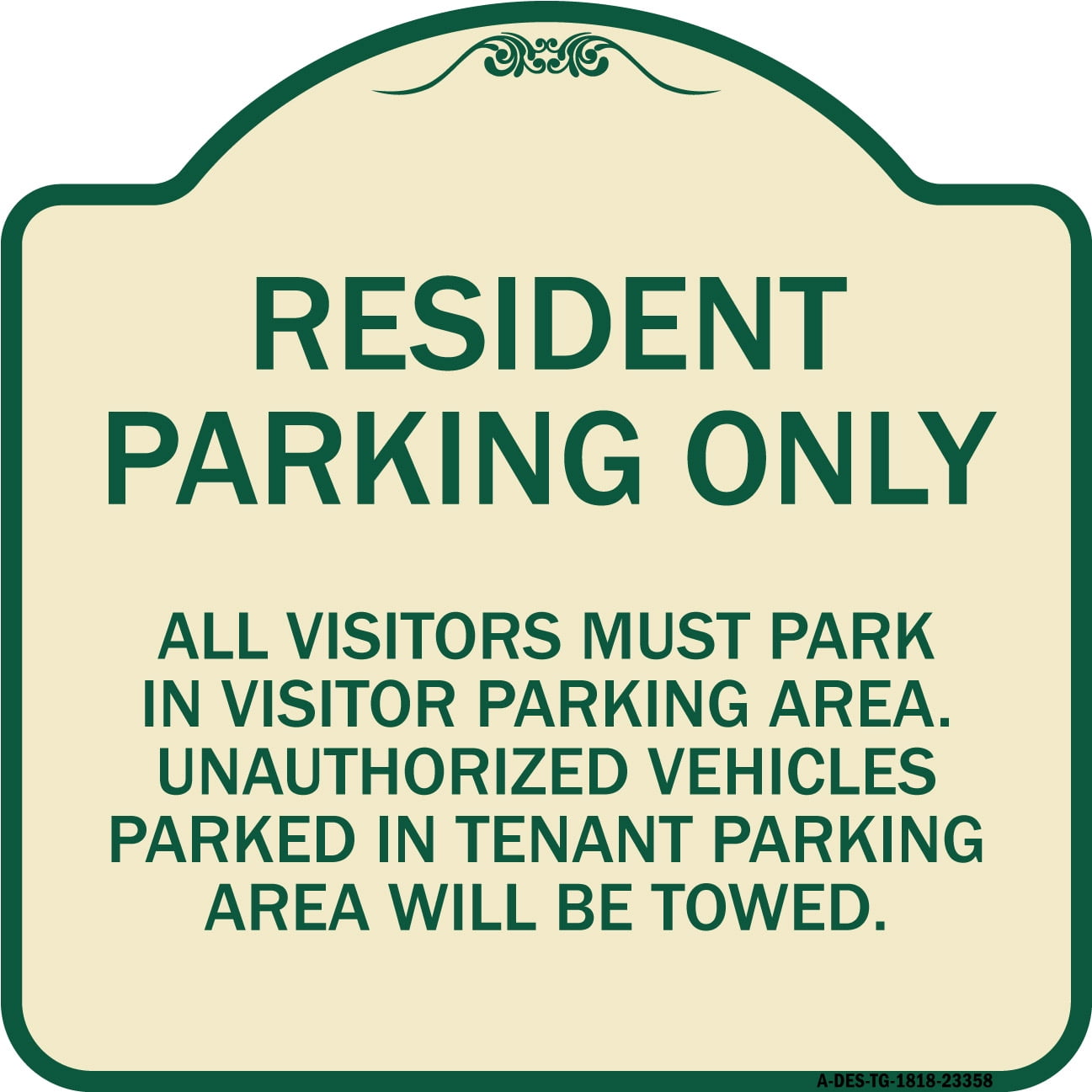 SignMission Designer Series Sign - Parking Sign Resident Parking Only ...