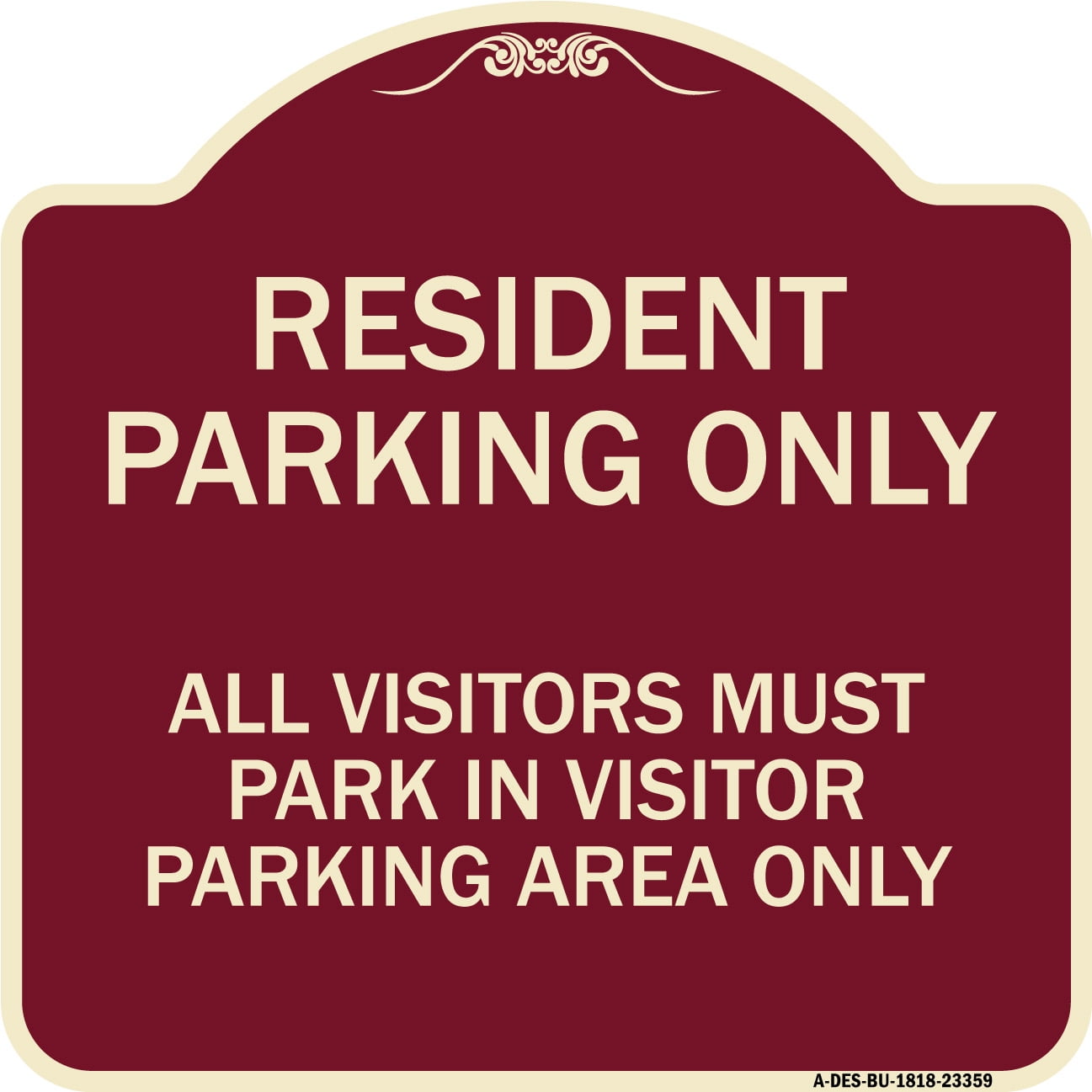 SignMission Designer Series Sign - Parking Sign Resident Parking Only ...