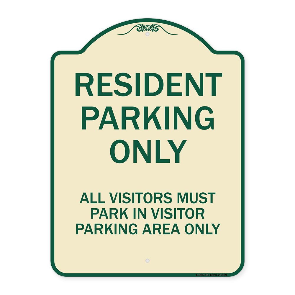 SignMission Designer Series Sign - Parking Sign Resident Parking Only ...