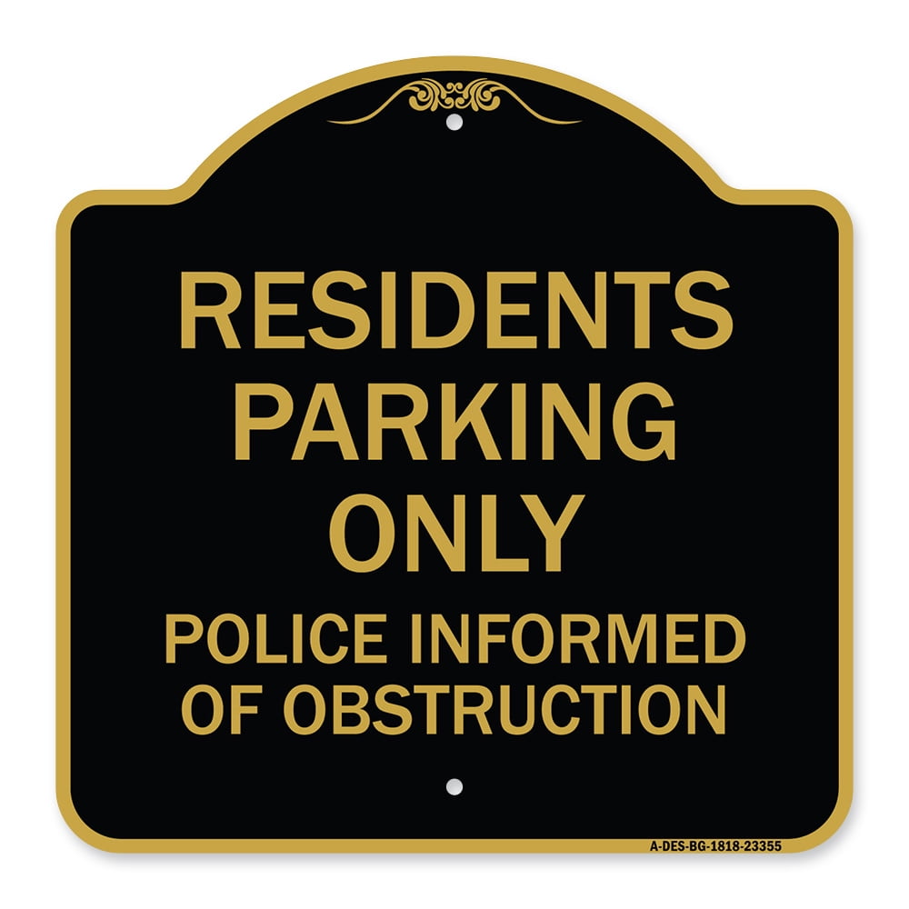 SignMission Designer Series Sign - Parking Sign Residents Parking Only ...