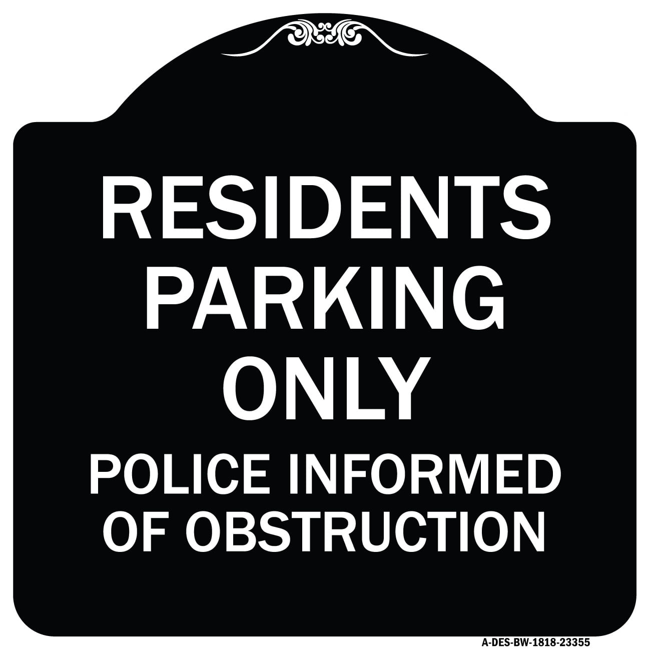 SignMission Designer Series Sign - Parking Sign Residents Parking Only ...