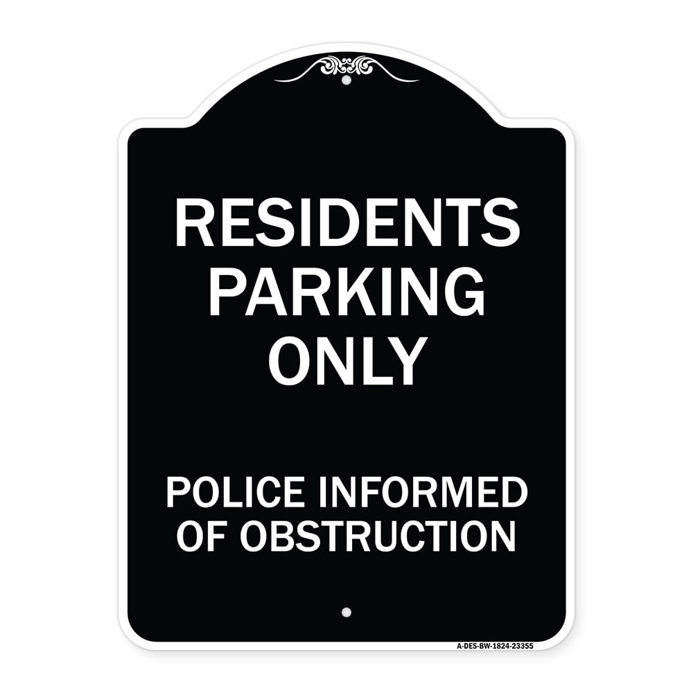 SignMission Designer Series Sign - Parking Sign Residents Parking Only ...