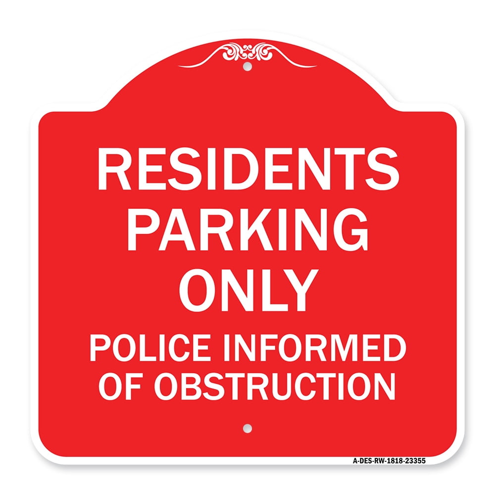 SignMission Designer Series Sign - Parking Sign Residents Parking Only ...