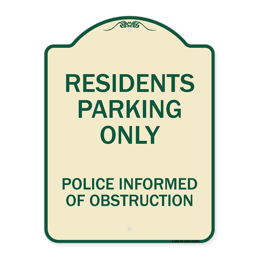 SignMission Designer Series Sign - Parking Sign Residents Parking Only ...