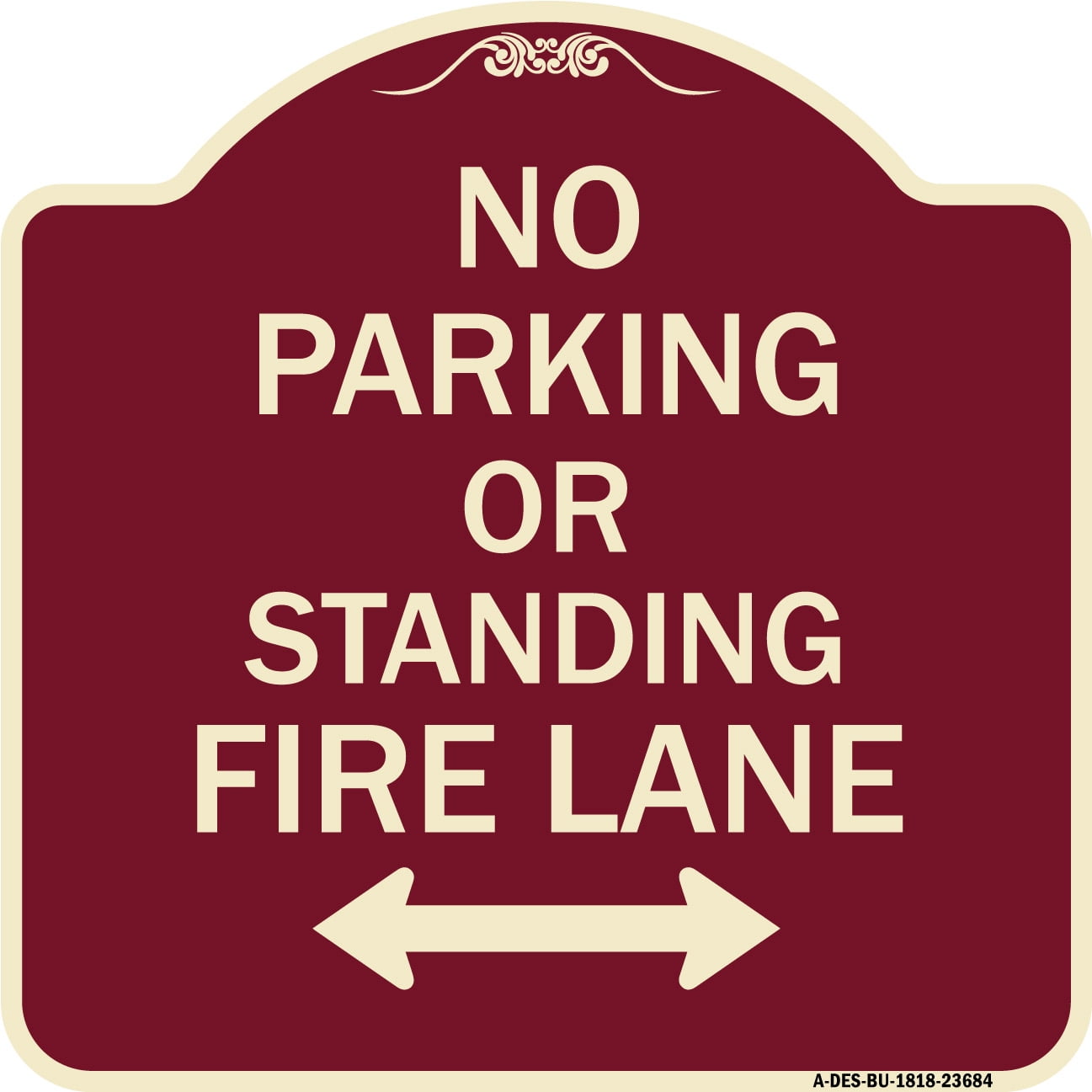 SignMission Designer Series Sign - No Parking or Standing Fire Lane ...
