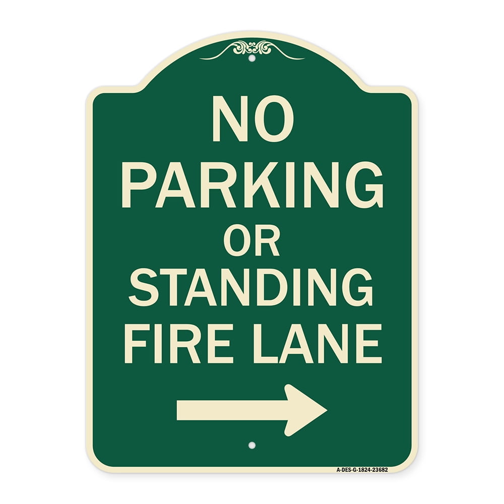 SignMission Designer Series Sign - No Parking or Standing Fire Lane ...
