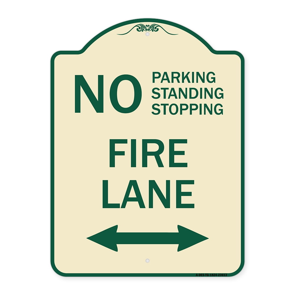 SignMission Designer Series Sign - No Parking Standing or Stopping Fire ...
