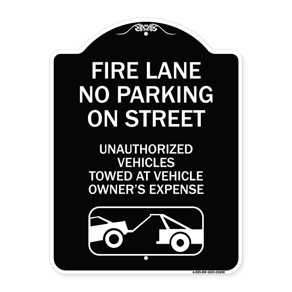SignMission Designer Series Sign - No Parking on Street Unauthorized ...