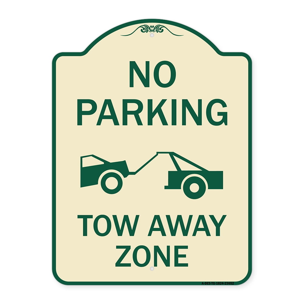 SignMission Designer Series Sign - No Parking Tow Away Zone (Tow Truck ...