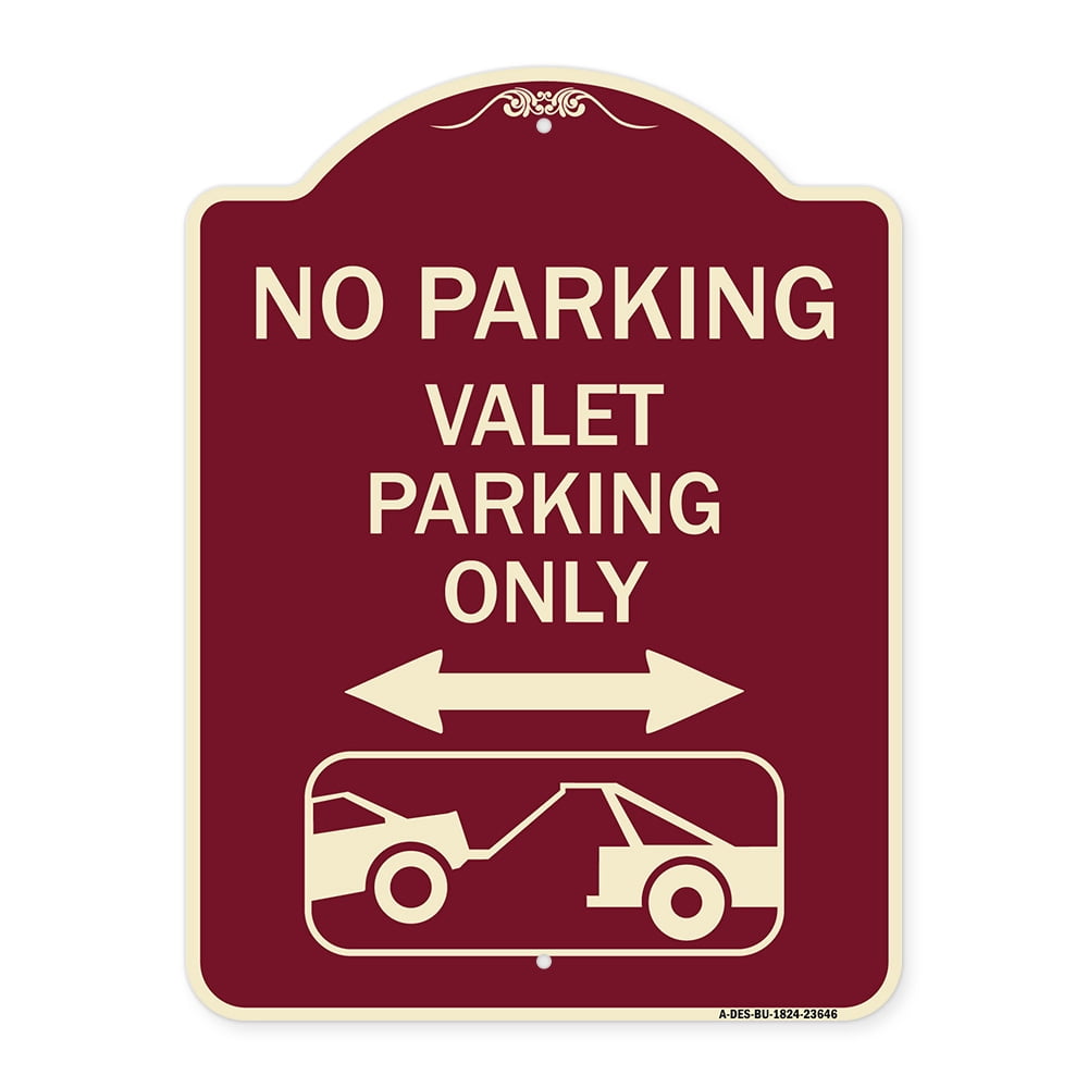 SignMission Designer Series Sign - No Parking Valet Parking Only (With ...