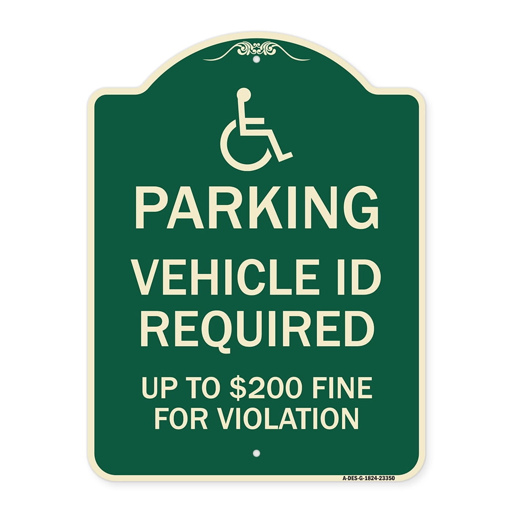 SignMission Designer Series Sign - Parking Vehicle Id Required Up to ...