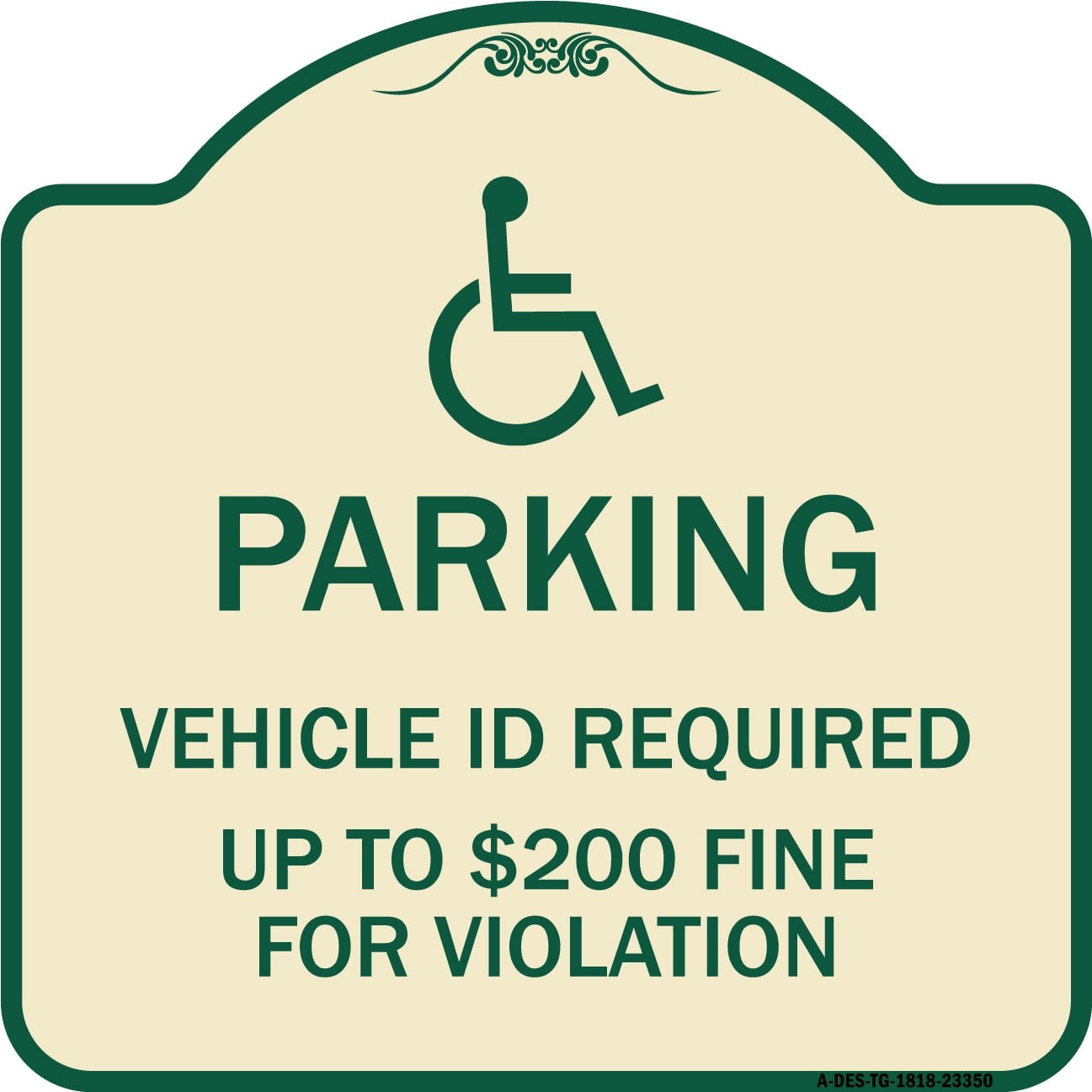 SignMission Designer Series Sign - Parking Vehicle Id Required Up to ...