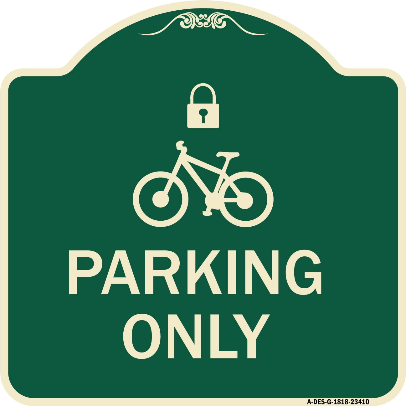 SignMission Designer Series Sign - Parking Only (With Cycle and Lock ...
