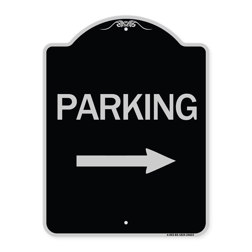 SignMission Designer Series Sign - Parking (With Right Arrow) | Black ...