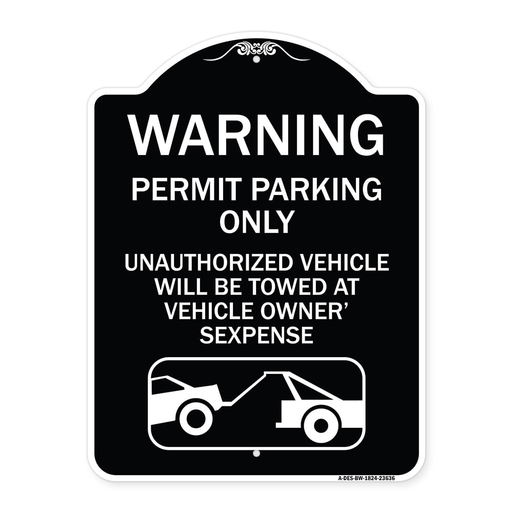 SignMission Designer Series Sign - No Parking Without Permit Warning ...