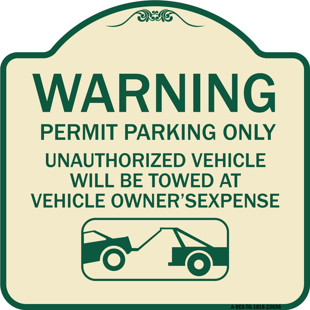SignMission Designer Series Sign - No Parking Without Permit Warning ...