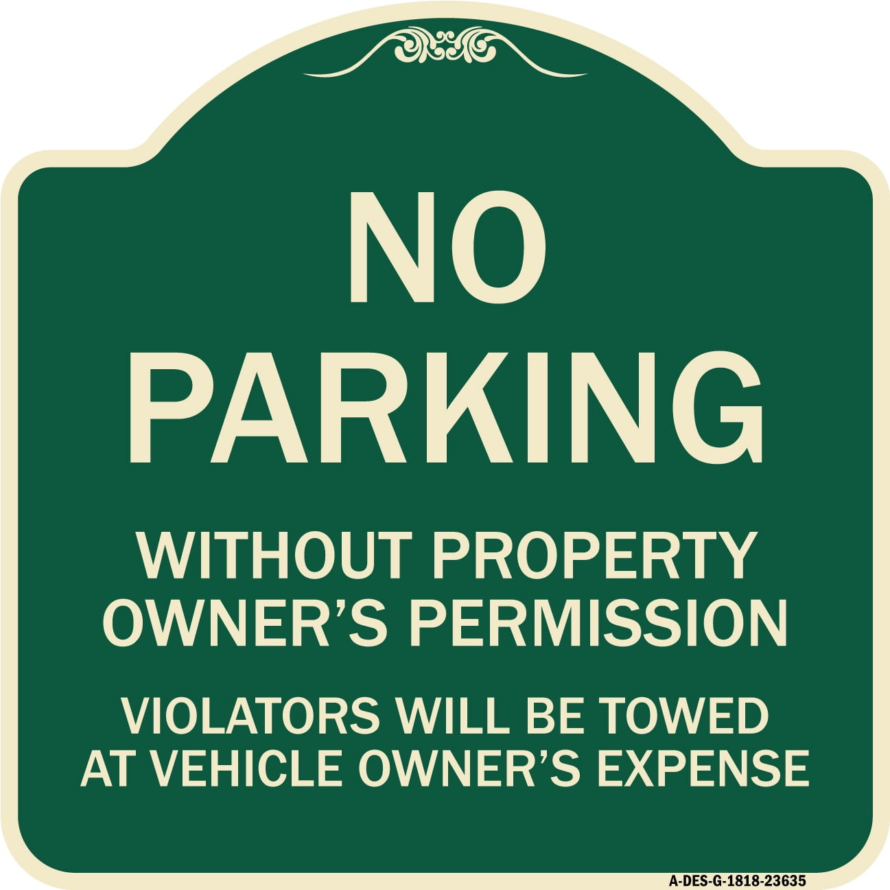 SignMission Designer Series Sign - No Parking Without Property Owner's ...