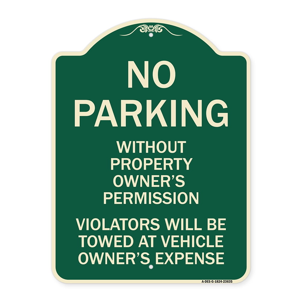 SignMission Designer Series Sign - No Parking Without Property Owner's ...