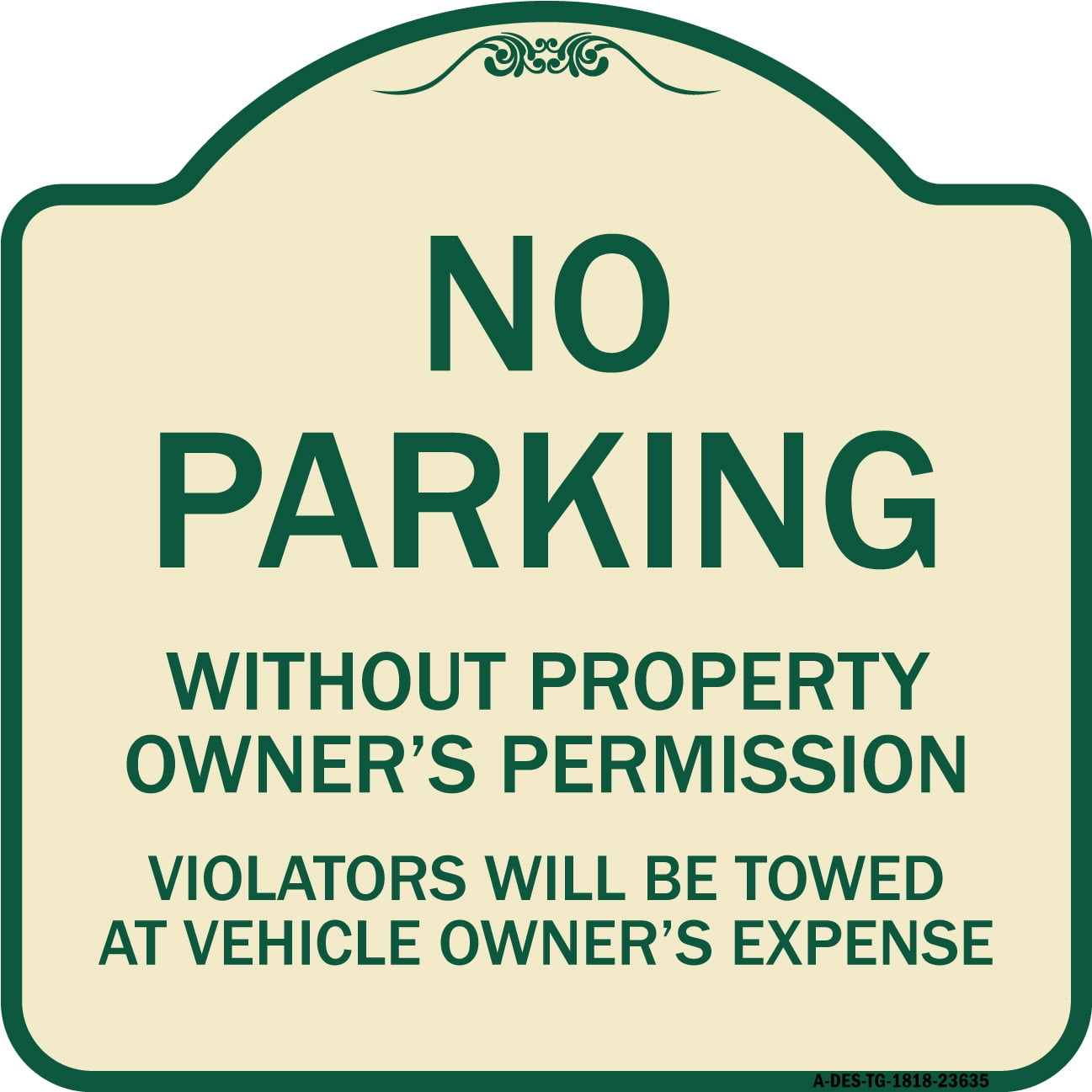SignMission Designer Series Sign - No Parking Without Property Owner's ...