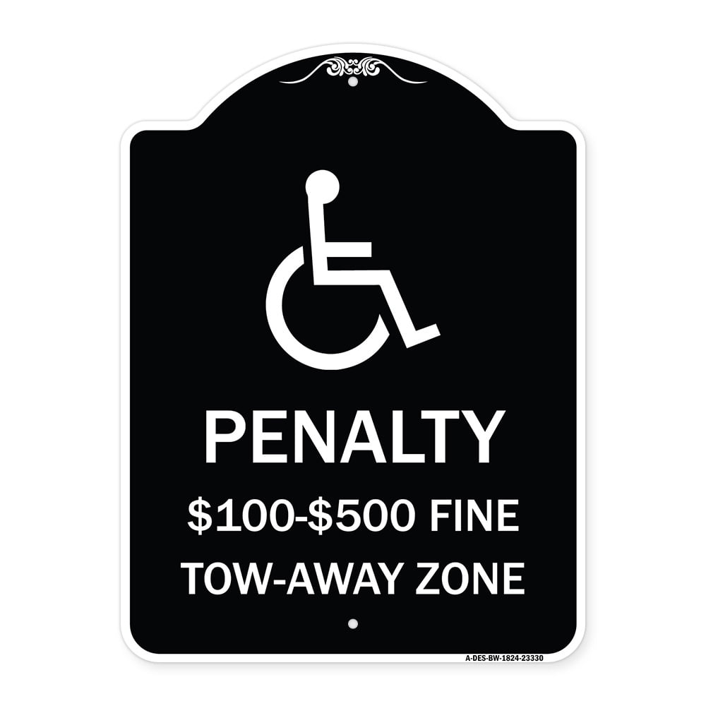 SignMission Designer Series Sign - Penalty - $100 - $500 Fine - Tow ...