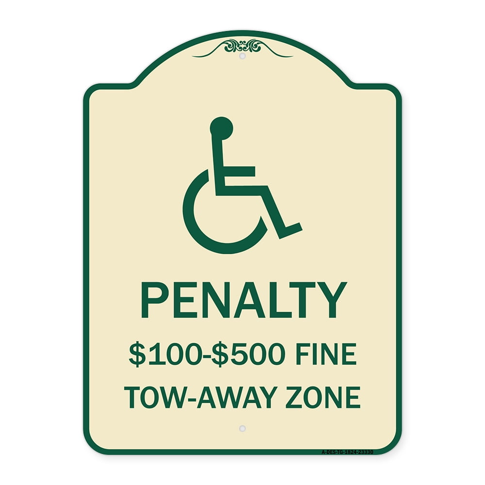 SignMission Designer Series Sign - Penalty - $100 - $500 Fine - Tow ...