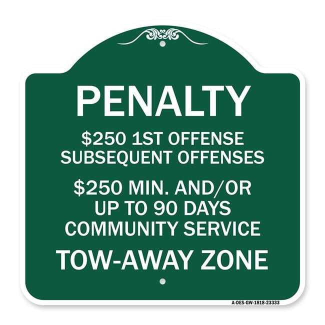 SignMission Designer Series Sign - Penalty $250 1st Offense Subsequent ...