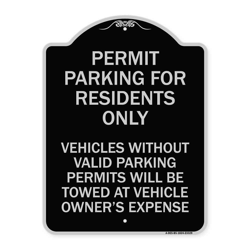 SignMission Designer Series Sign - Permit Parking for Residents Only ...