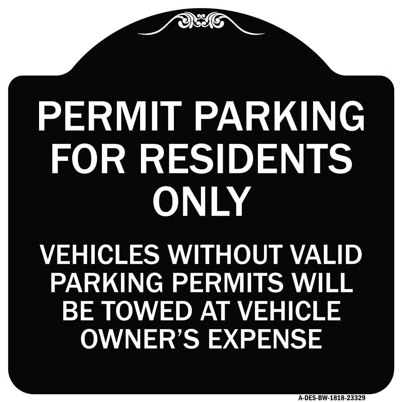 SignMission Designer Series Sign - Permit Parking for Residents Only ...
