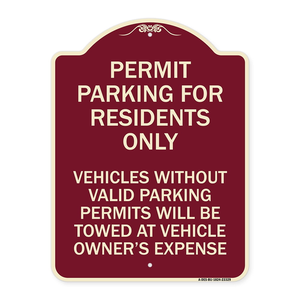 SignMission Designer Series Sign - Permit Parking for Residents Only ...