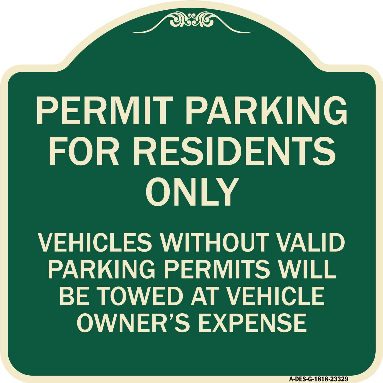 SignMission Designer Series Sign - Permit Parking for Residents Only ...